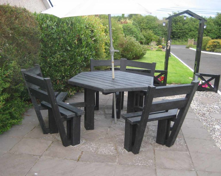 6 Sided Picnic Table With Back - Murray's Recycled Plastic