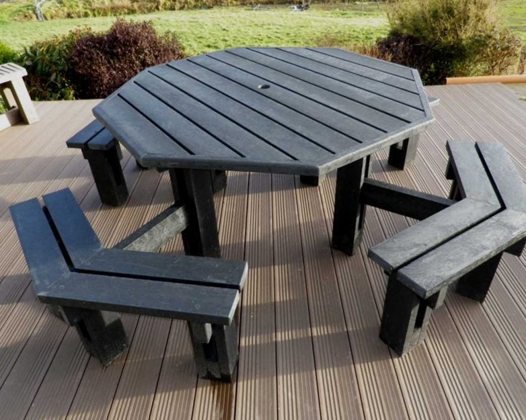 8 Sided Picnic Table No Back - Murray's Recycled Plastic